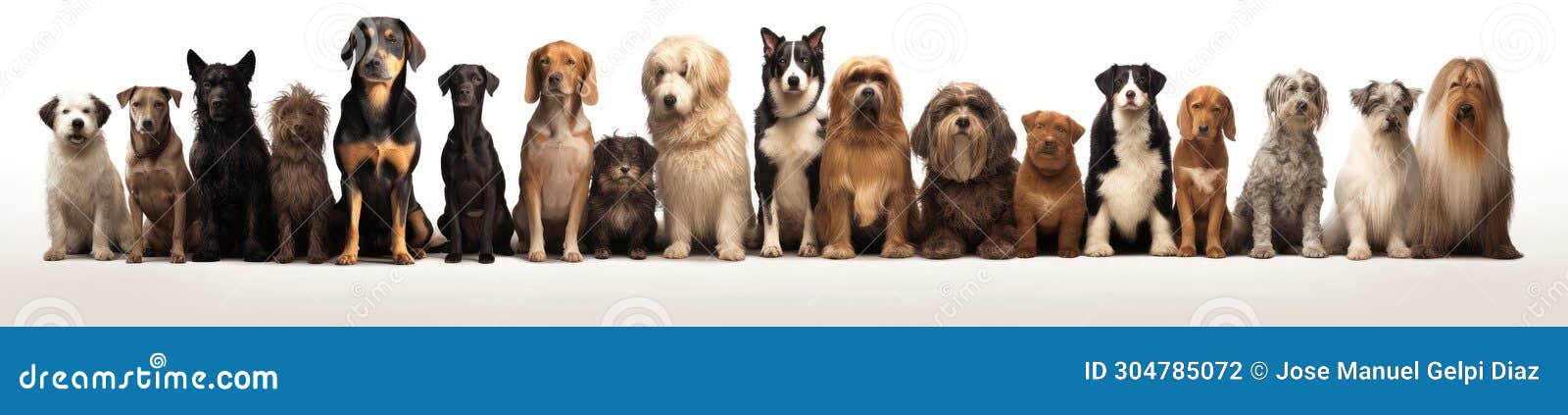 Diverse Canine Assembly: a Charming Line-Up of Various Dog Breeds ...
