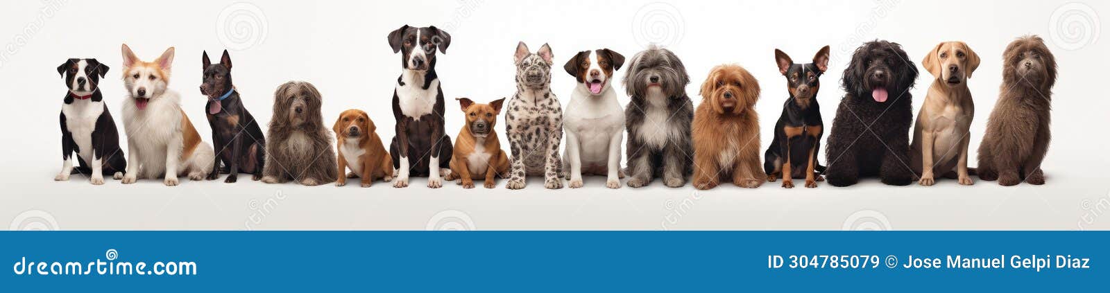 Diverse Canine Assembly: a Charming Line-Up of Various Dog Breeds ...