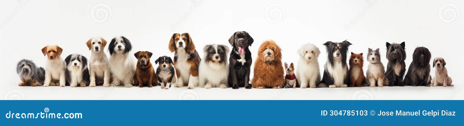Diverse Canine Assembly: A Charming Line-Up Of Various Dog Breeds ...