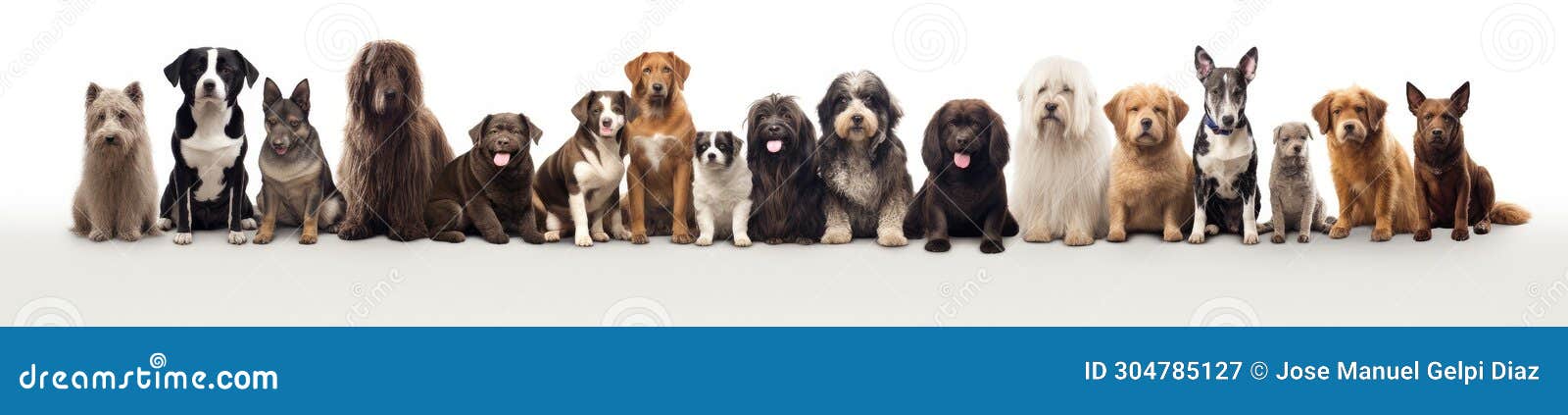 Diverse Canine Assembly: A Charming Line-Up Of Various Dog Breeds ...