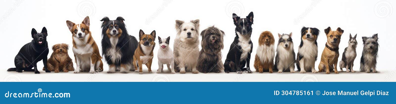 Diverse Canine Assembly: a Charming Line-Up of Various Dog Breeds ...