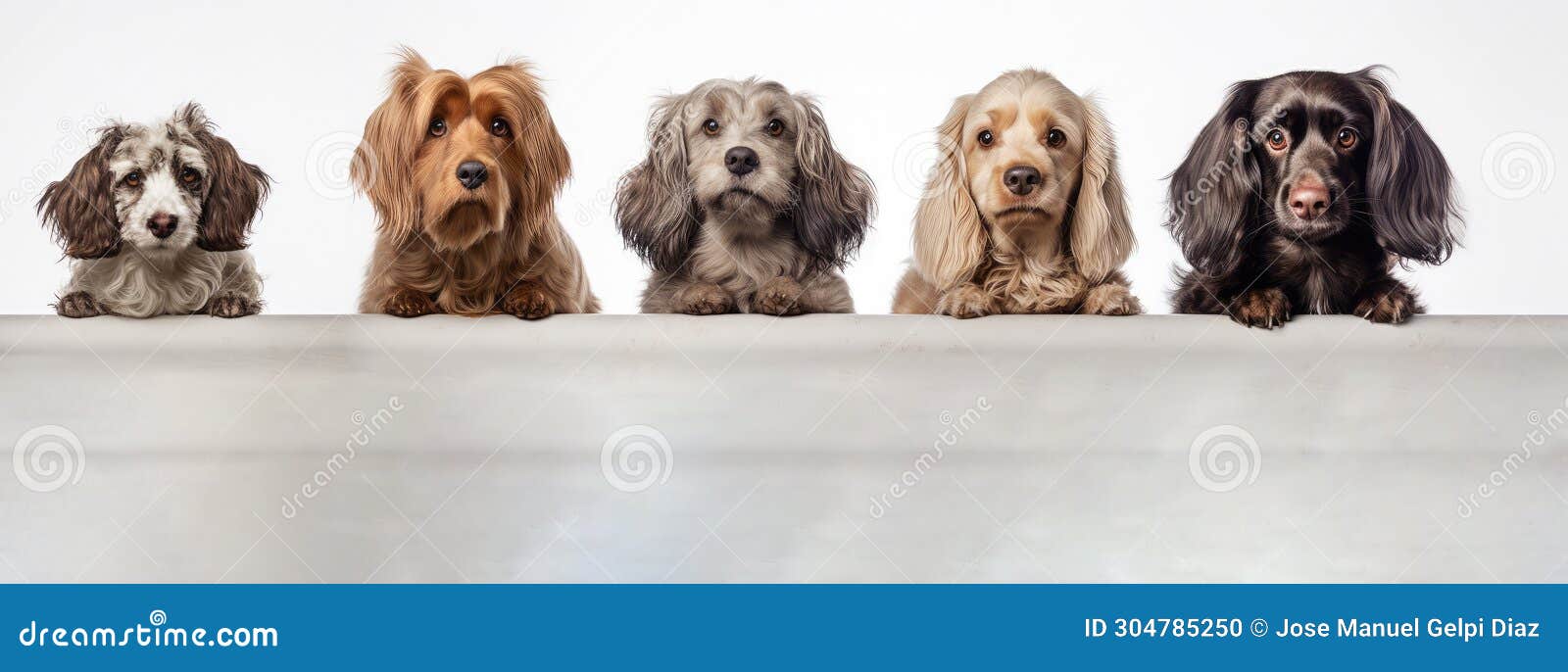 Diverse Canine Assembly: A Charming Line-Up Of Various Dog Breeds ...
