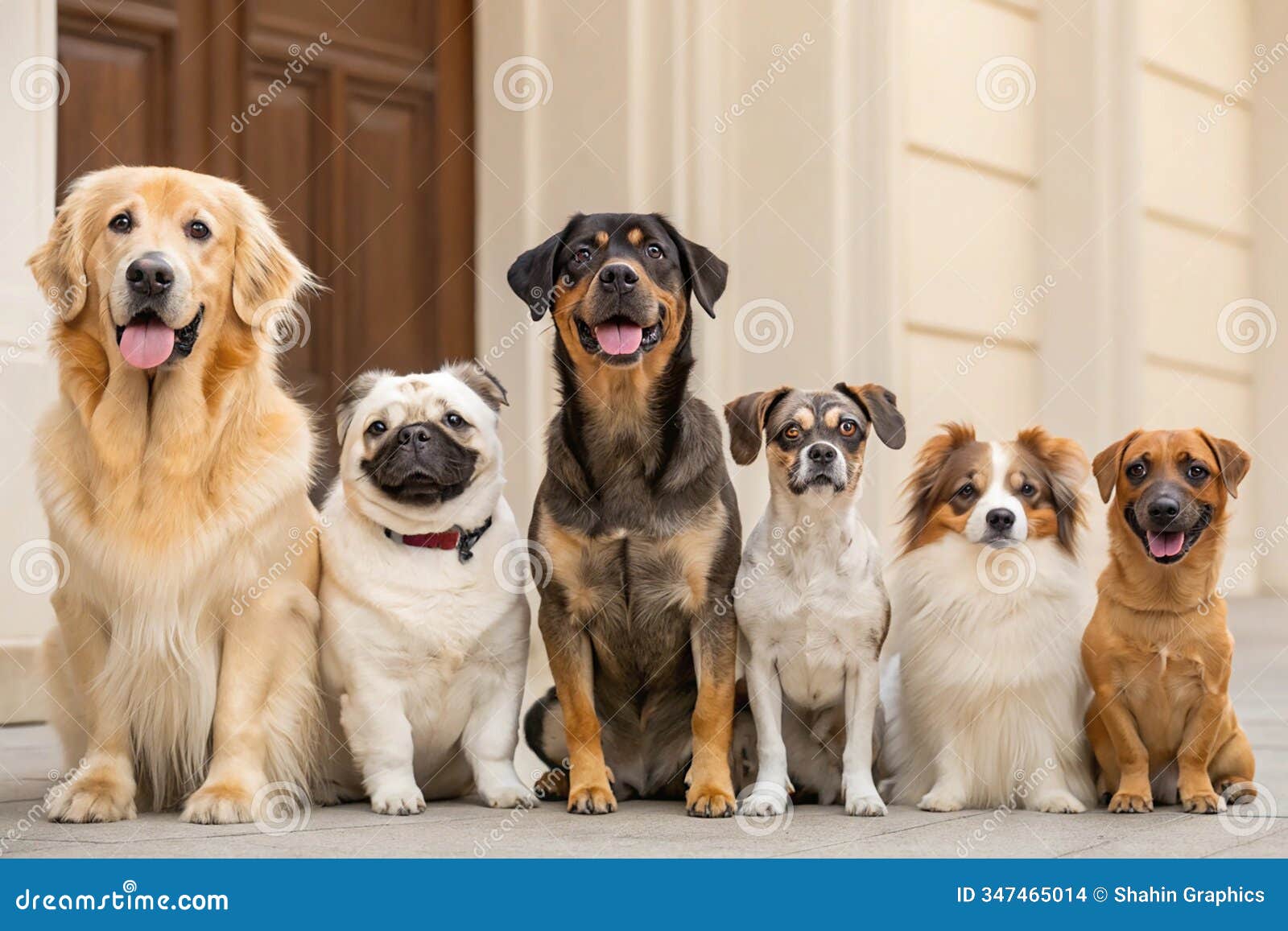 Diverse Canine Assembly a Charming Line-Up of Various Dog Breeds by ...