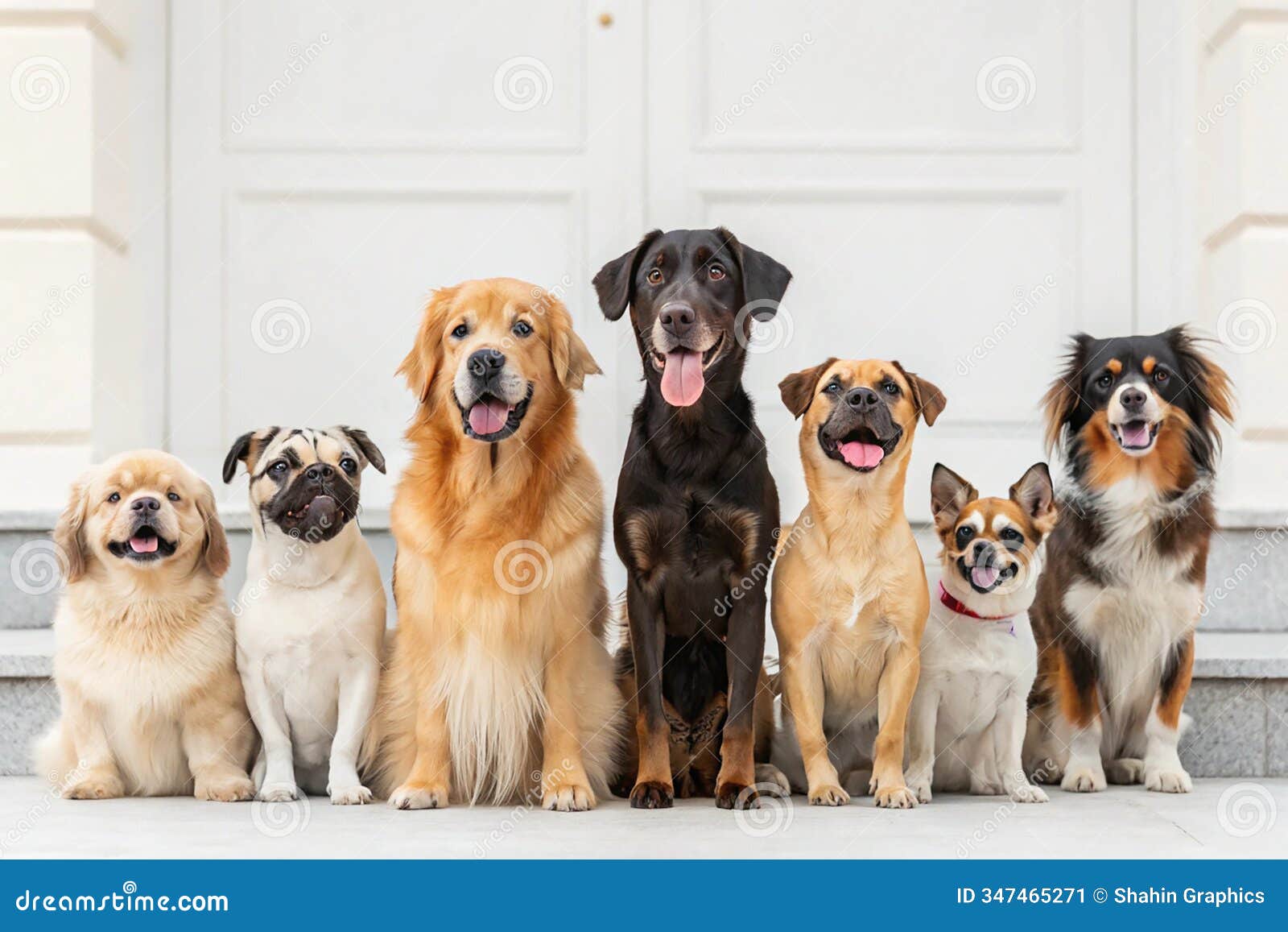 Diverse Canine Assembly a Charming Line-Up of Various Dog Breeds by ...