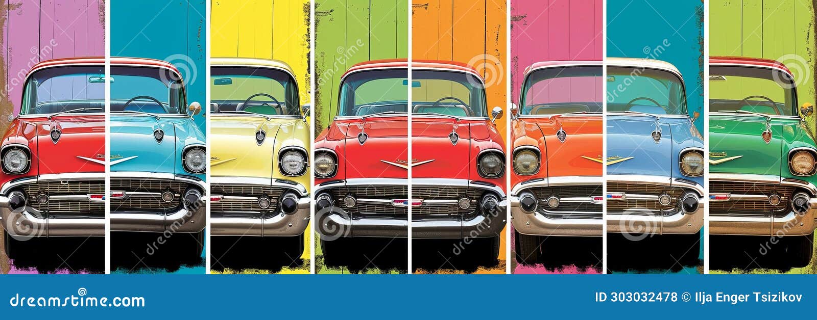 Diverse Car Collage with White Vertical Lines, Segmented and ...