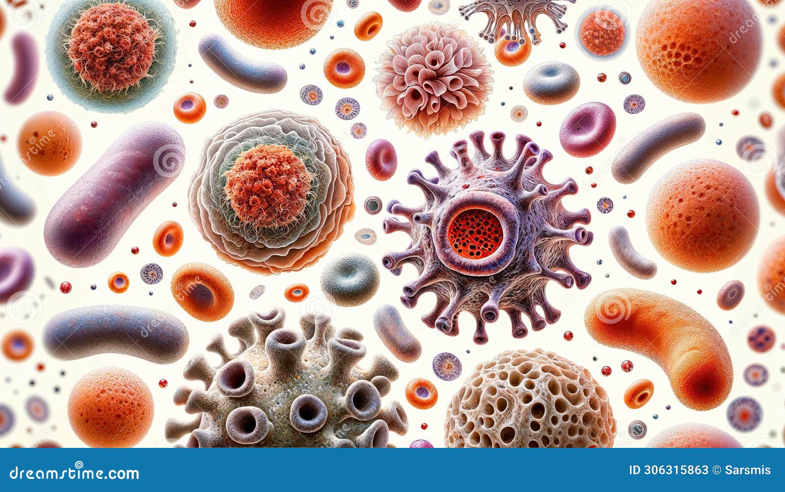 Diverse Cellular Microstructures. Detailed Scientific Illustration of ...