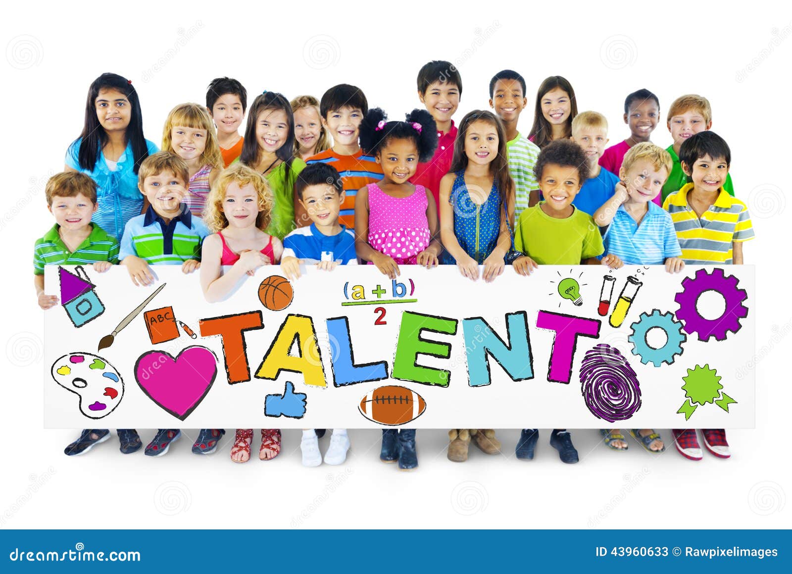 Diverse Cheerful Children Holding the Word Talent Stock Image - Image ...