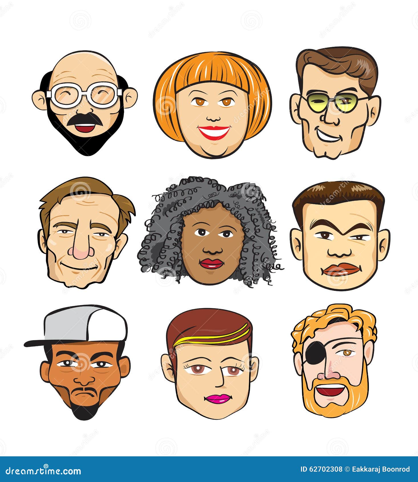 Diverse Cheerful People Faces Concept Group Stock Vector - Illustration ...