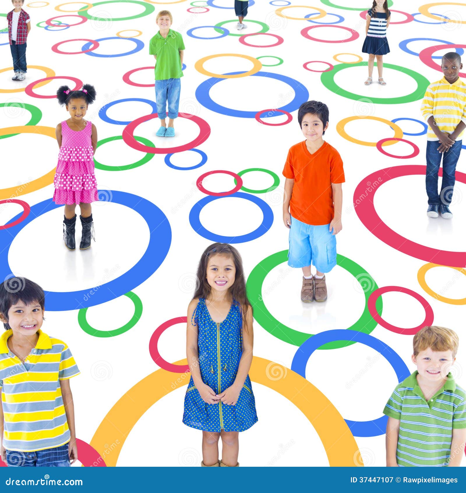 Diverse Children in Colorful Circle Stock Image - Image of globe ...