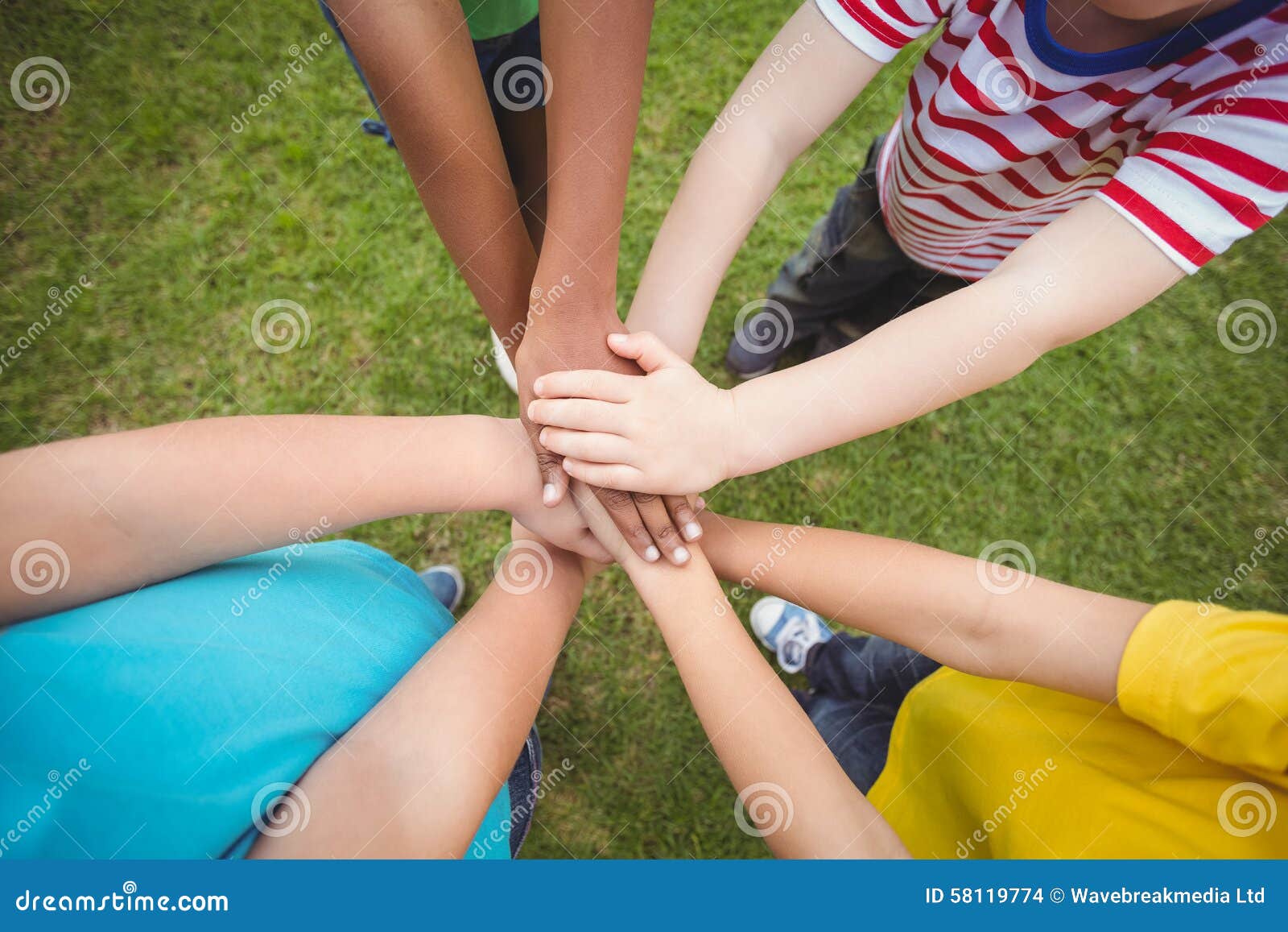 Diverse Classmates Putting Hands Together Stock Photo - Image of ...