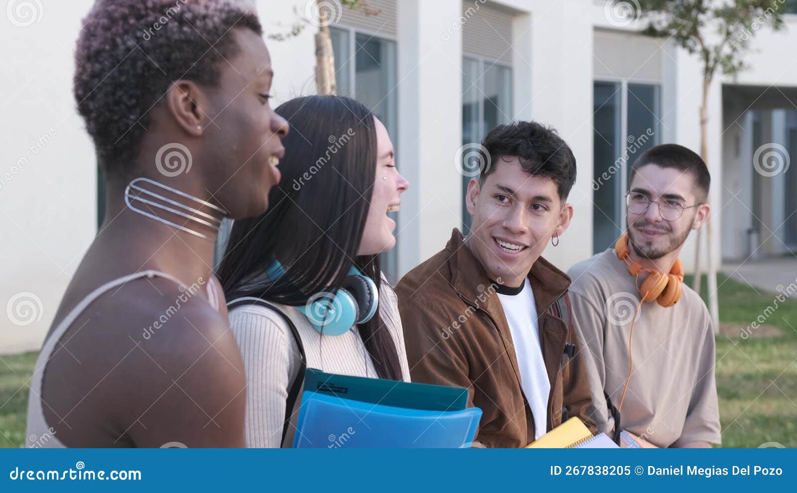 Diverse Classmates Talking in University Yard Stock Video - Video of ...