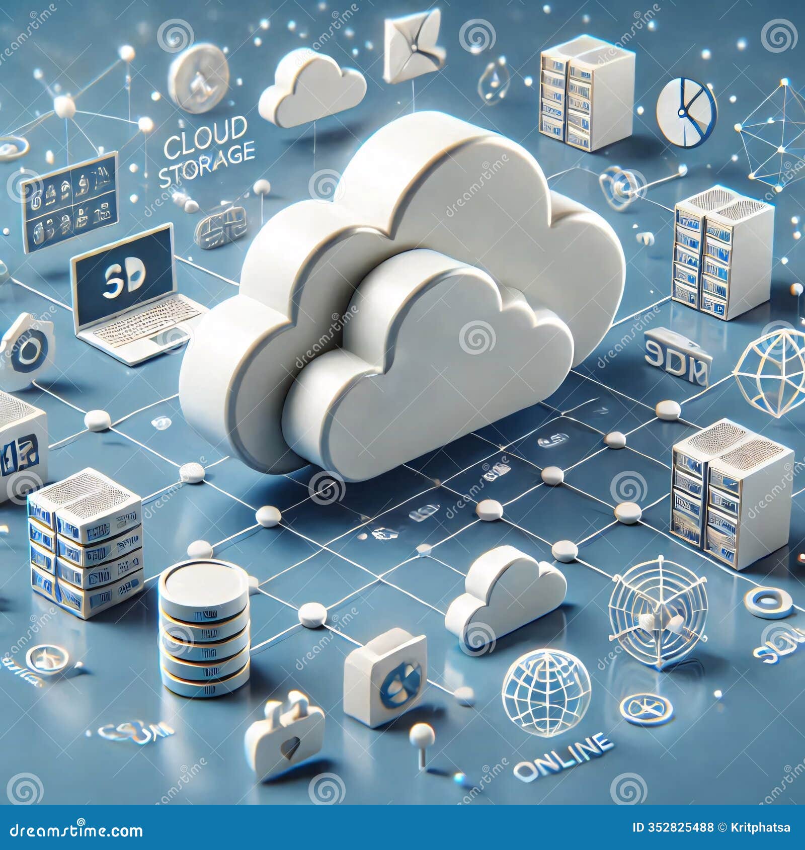 Diverse Cloud Computing Landscape Generative for AI Stock Illustration ...