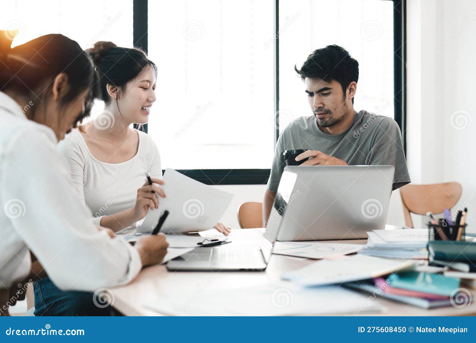 Diverse Colleagues Working on Project Together. Diverse Team of ...