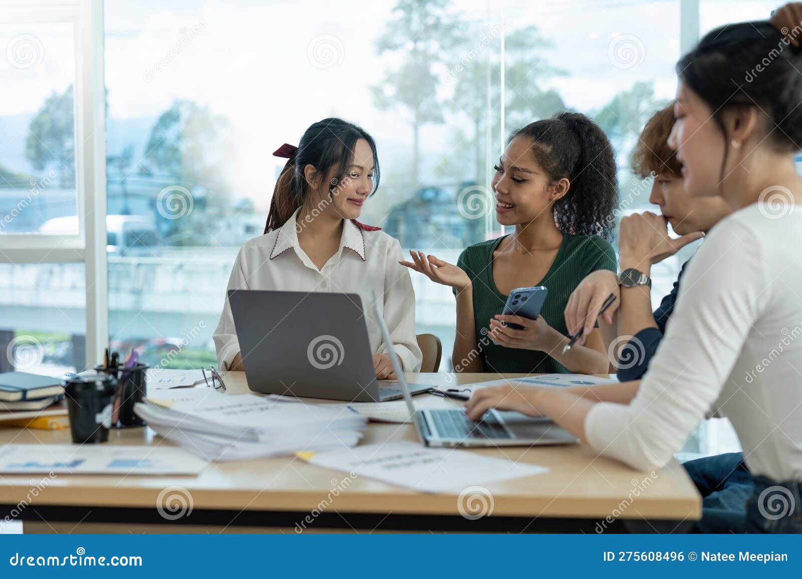 Diverse Colleagues Working on Project Together. Diverse Team of ...