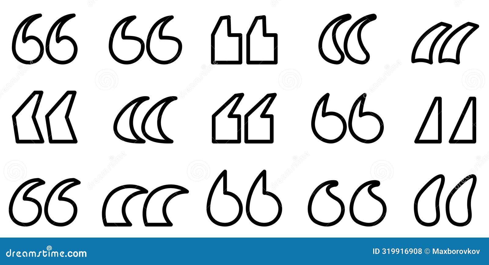 A Diverse Collection of Black Outline Quotation Marks in Different ...