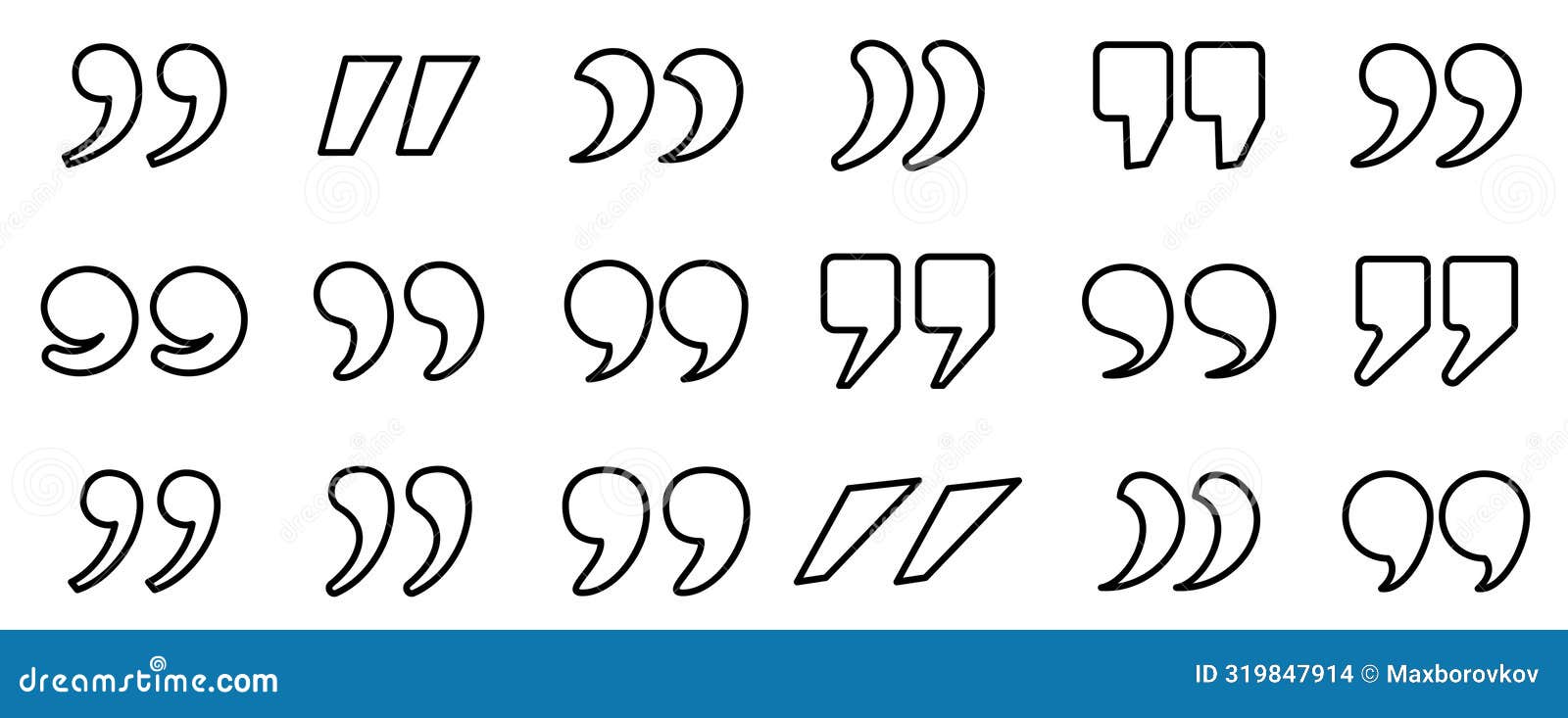 A Diverse Collection of Black Outline Quotation Marks in Different ...