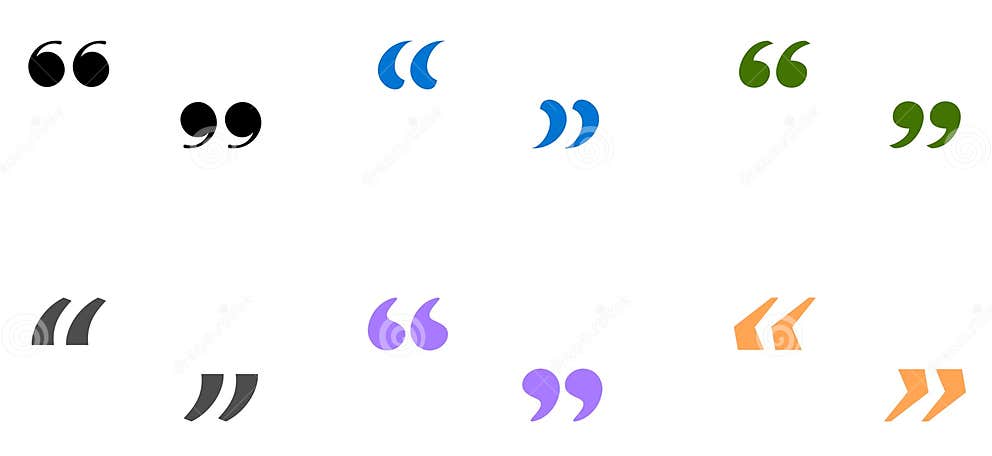 A Diverse Collection of Colorful Quotation Marks in Various Styles ...