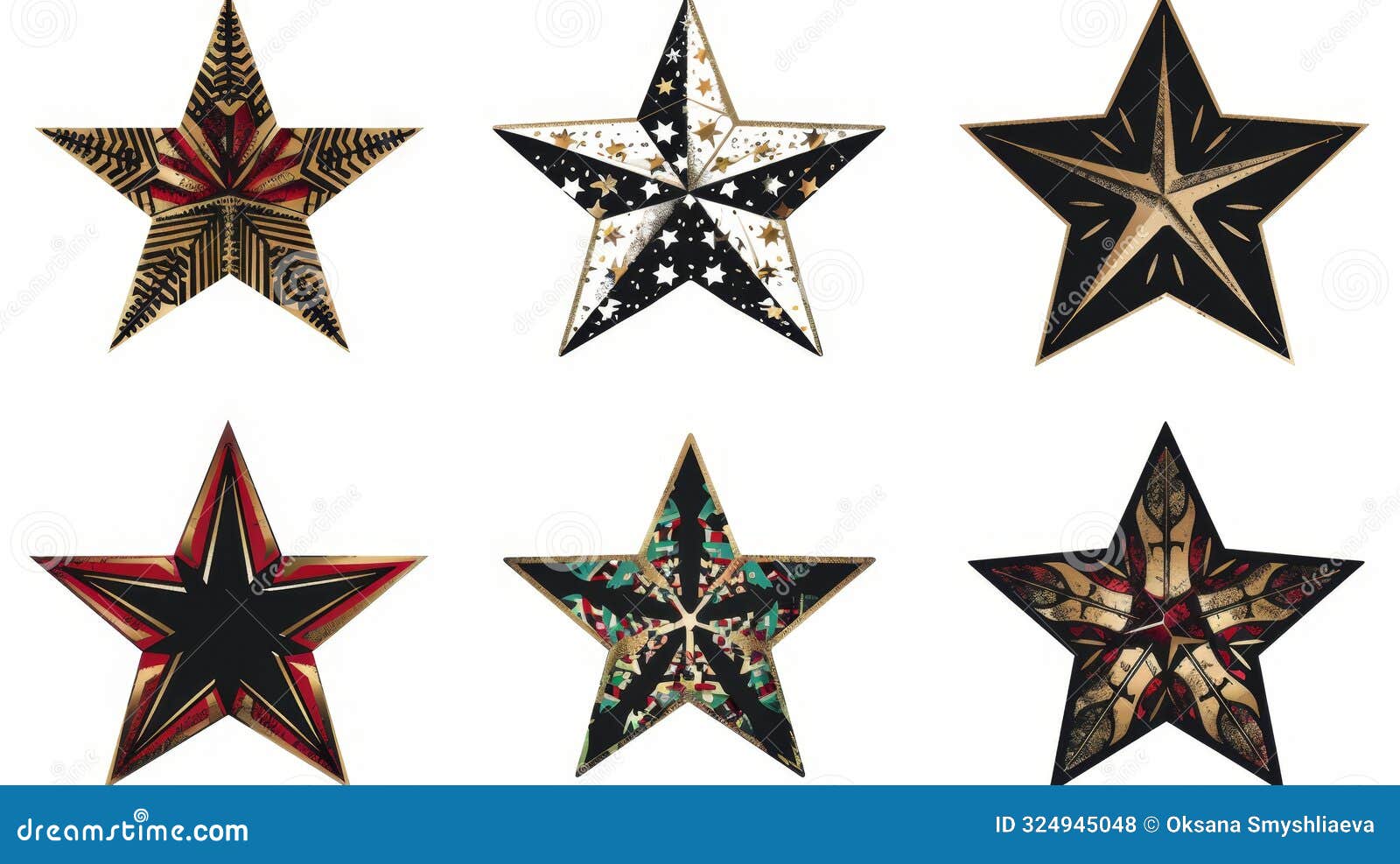 Diverse Collection of Decorative Star Patterns on White Background ...