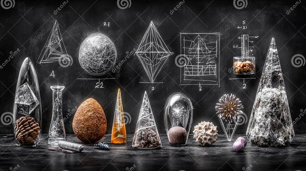 A Diverse Collection of Geometric Objects on a Dark Background ...
