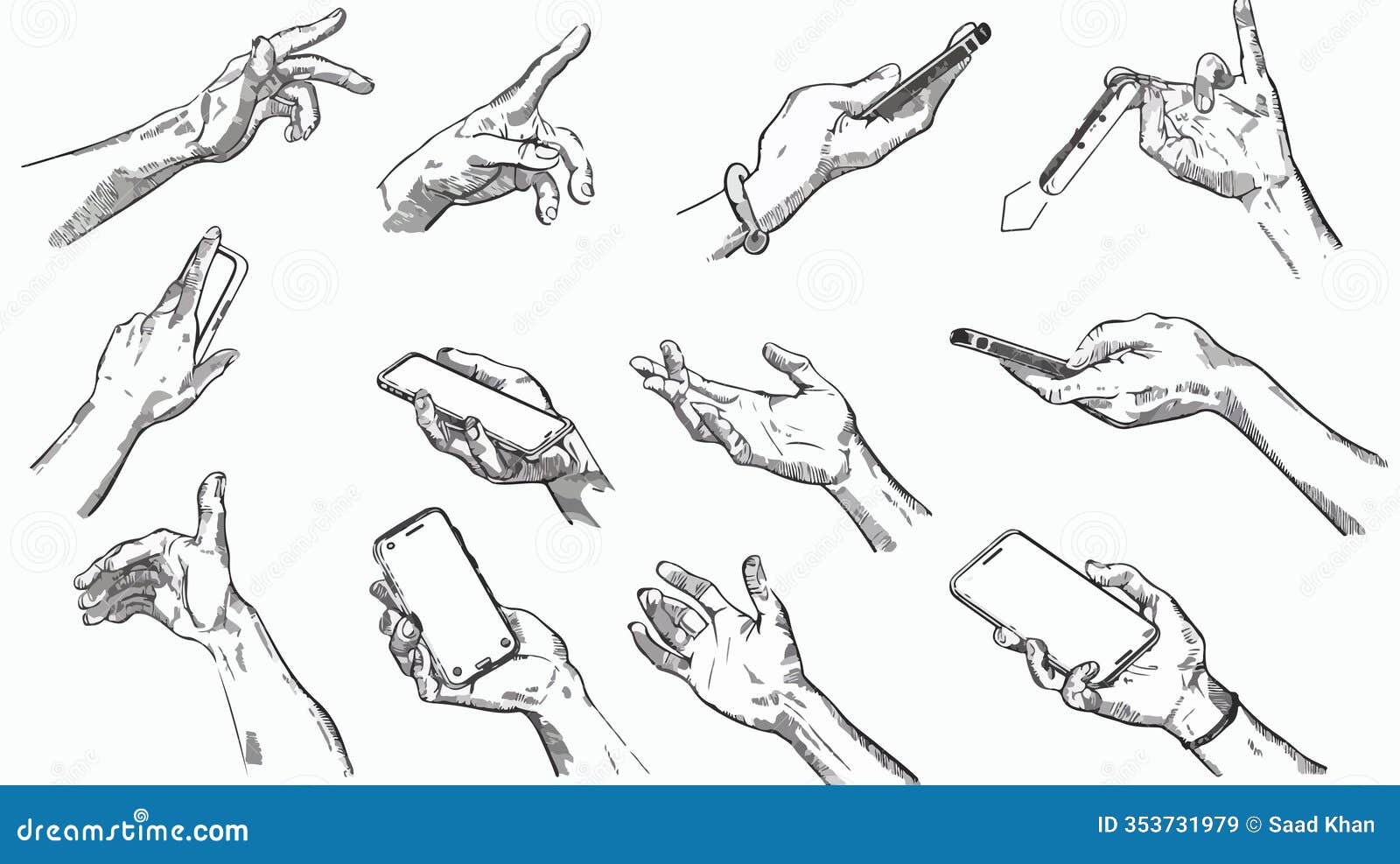 Diverse Collection of Hand Gestures Vector Illustration for ...