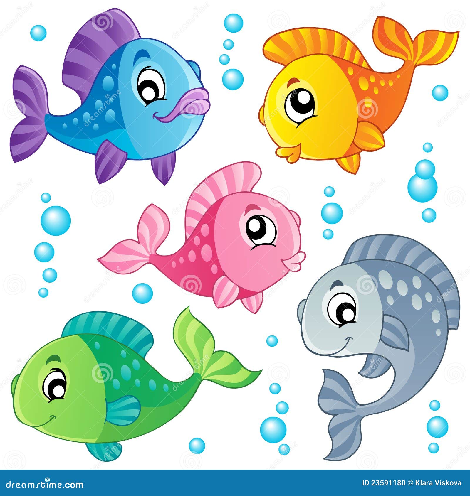 Diverse Collection Mignonne 3 De Poissons Illustration de Vecteur ...