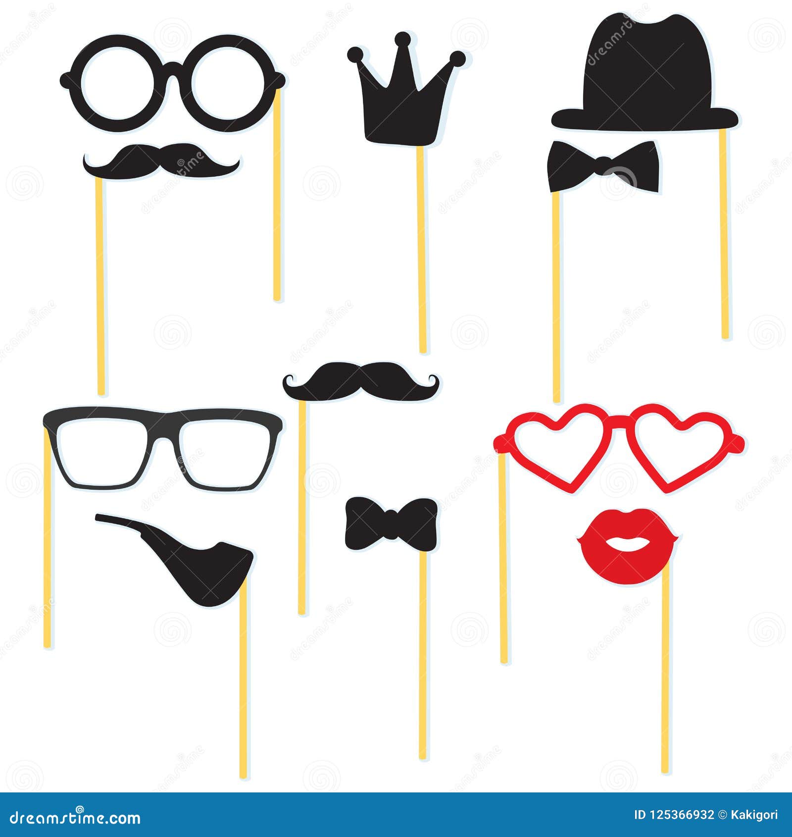 Photo Booth Props stock vector. Illustration of disguise - 125366932