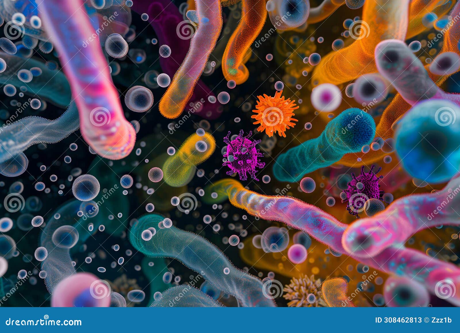 Diverse Colorful Abstract Microbiome Stock Image - Image of horizontal ...