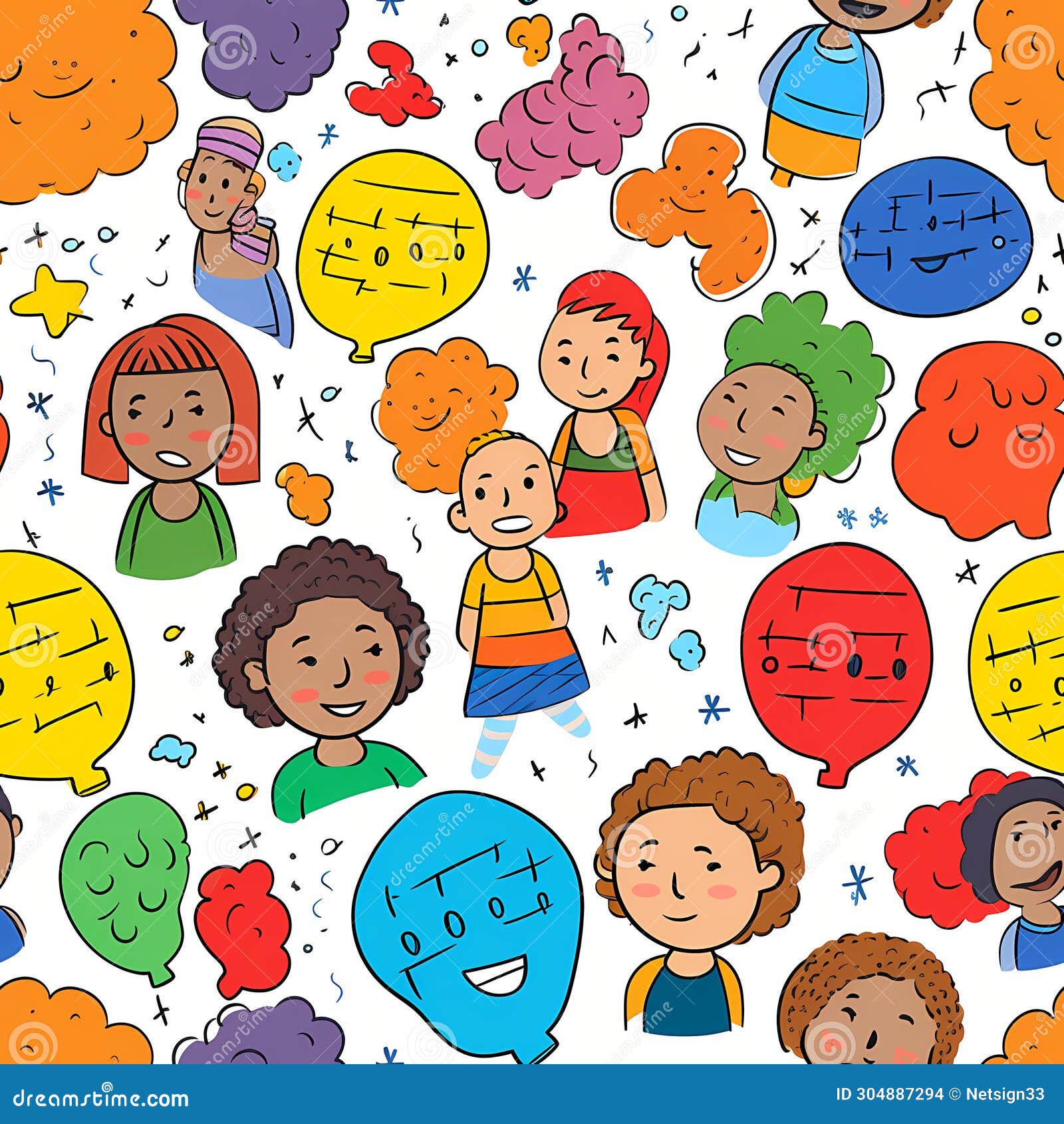 Diverse Colorful Chat Bubble Set, a Group of Cartoon Characters Stock ...