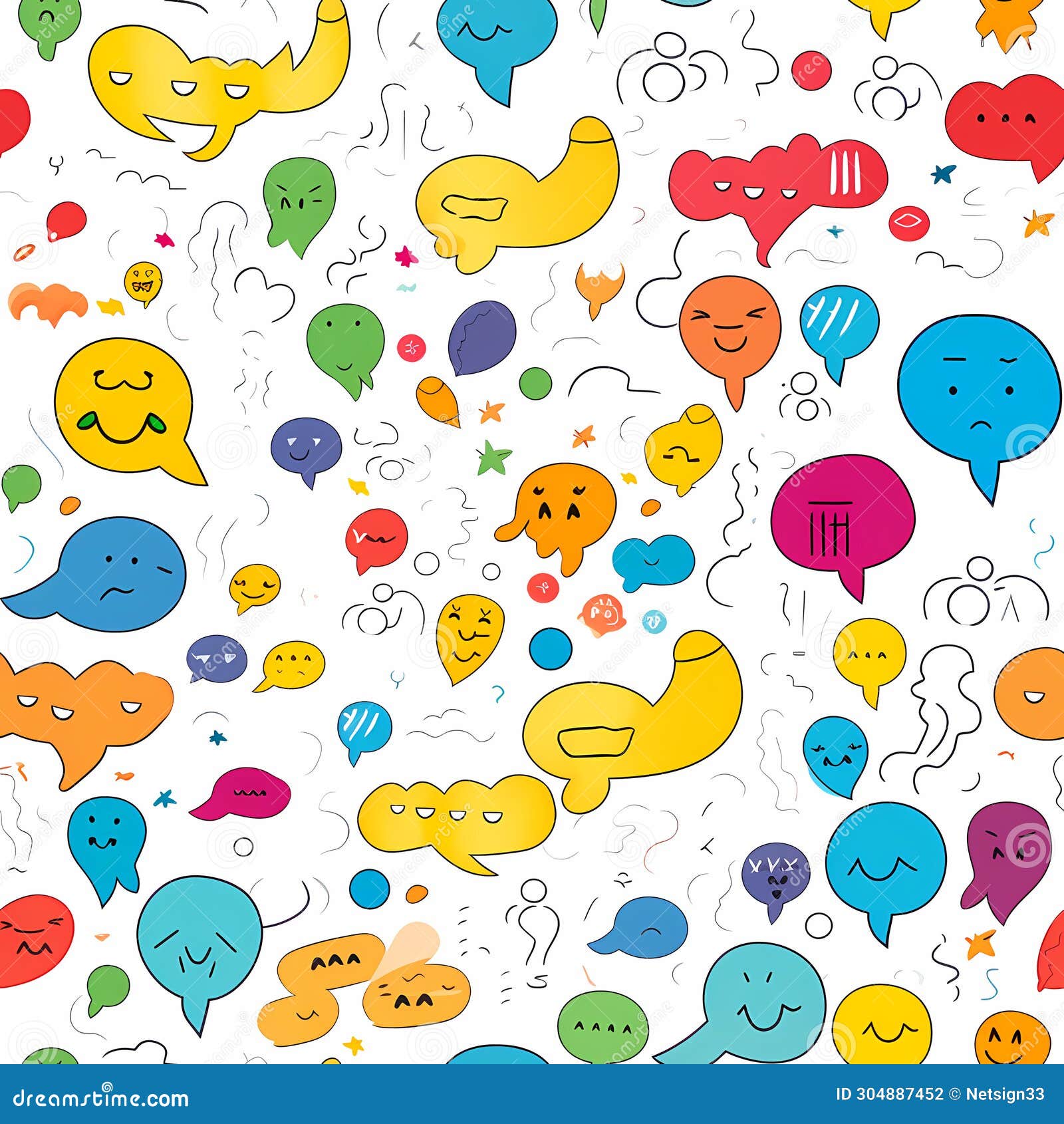 Diverse Colorful Chat Bubble Set, a Group of Colorful Cartoon Faces ...
