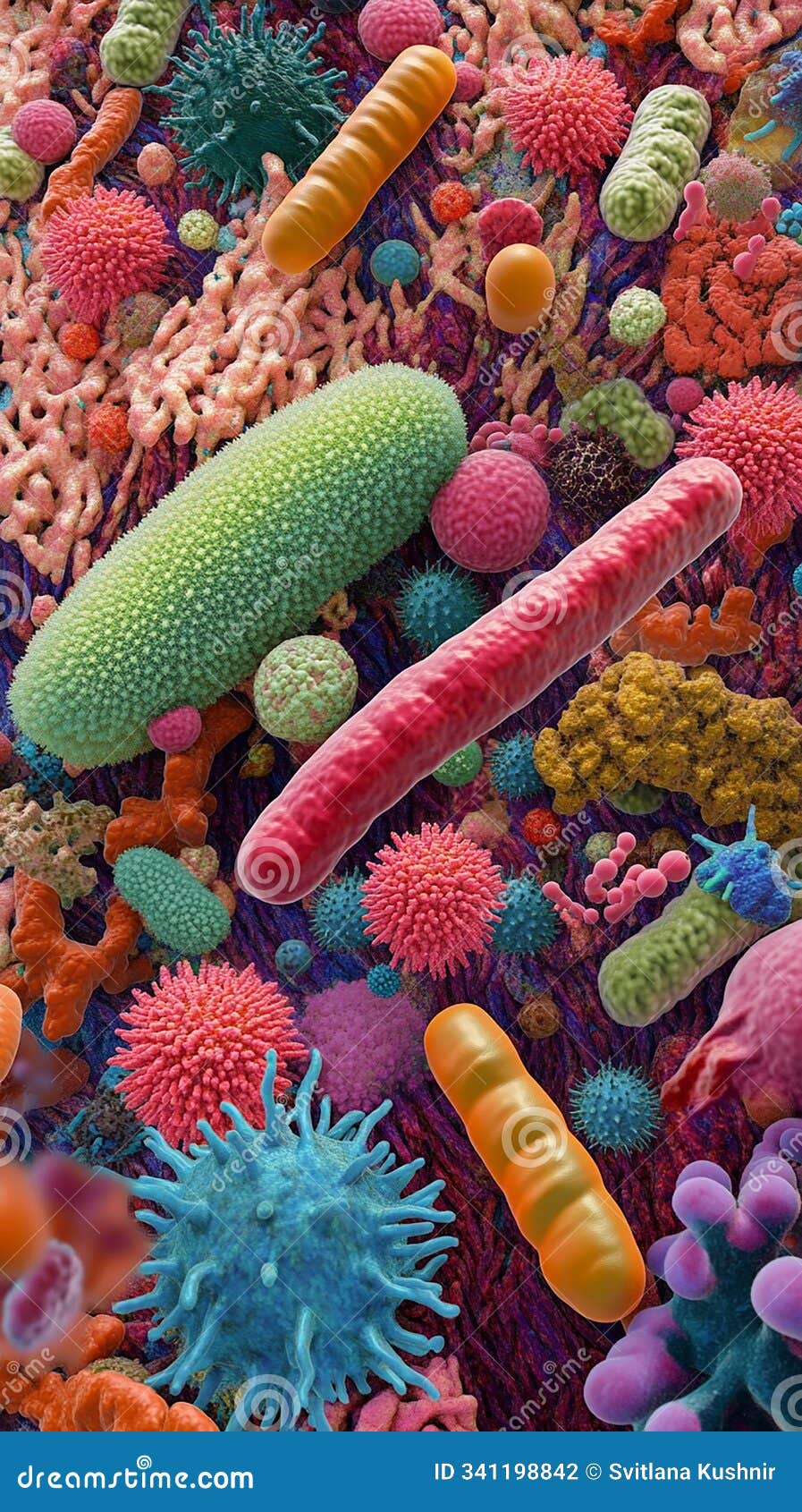 Diverse Colorful Microorganisms, Bacteria and Viruses. Unique Texture ...