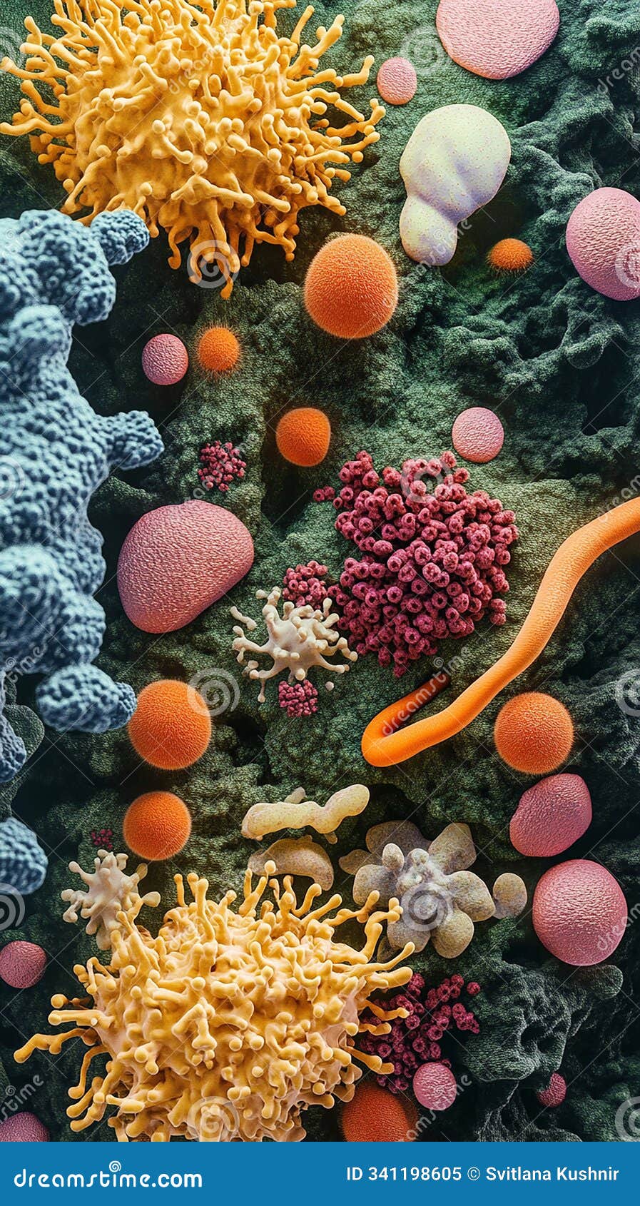 Colorful Microorganisms In A Bowl Representing A Microbiome Explosion ...