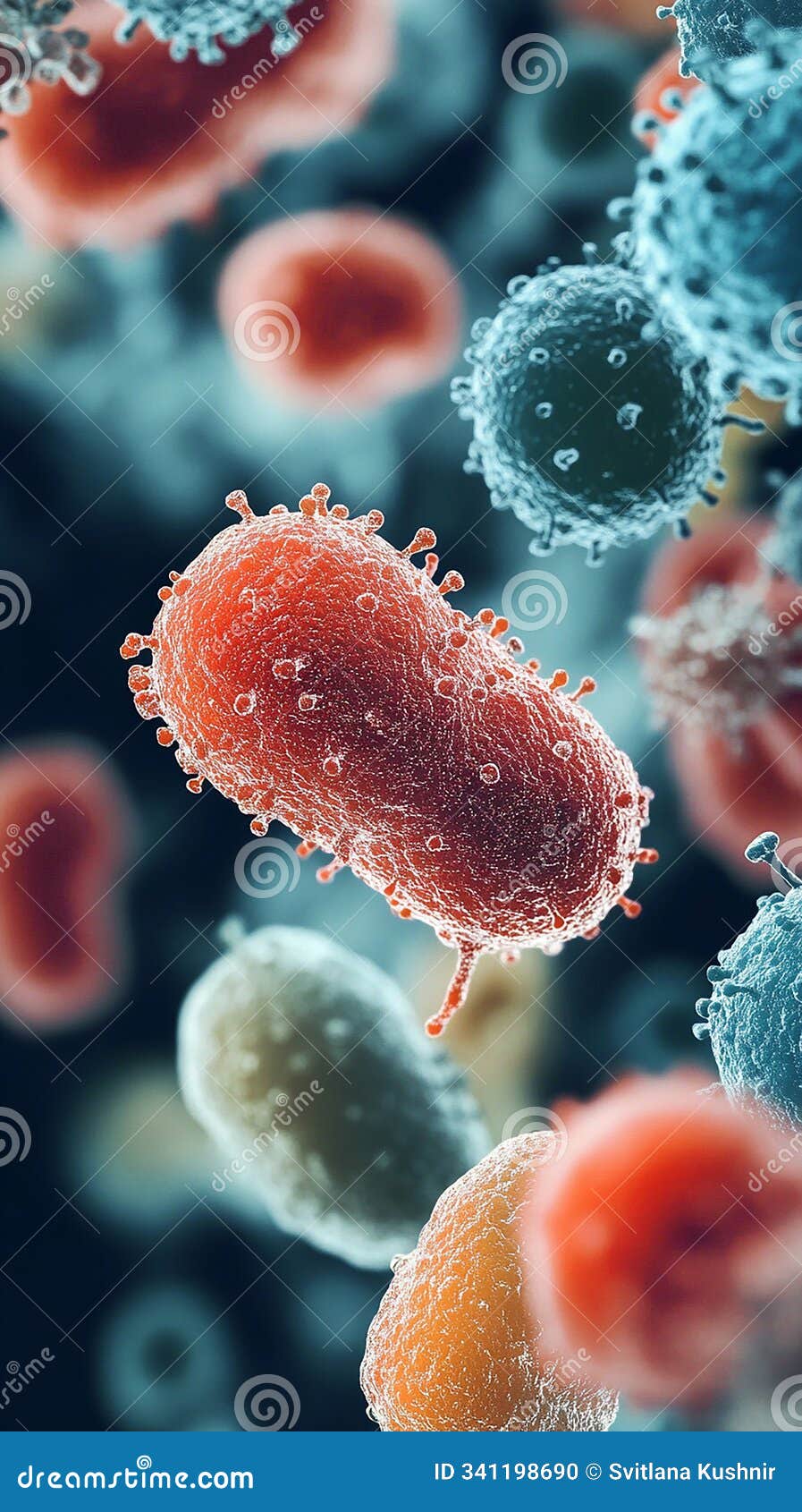 Diverse Colorful Microorganisms, Bacteria And Viruses. Unique Texture ...