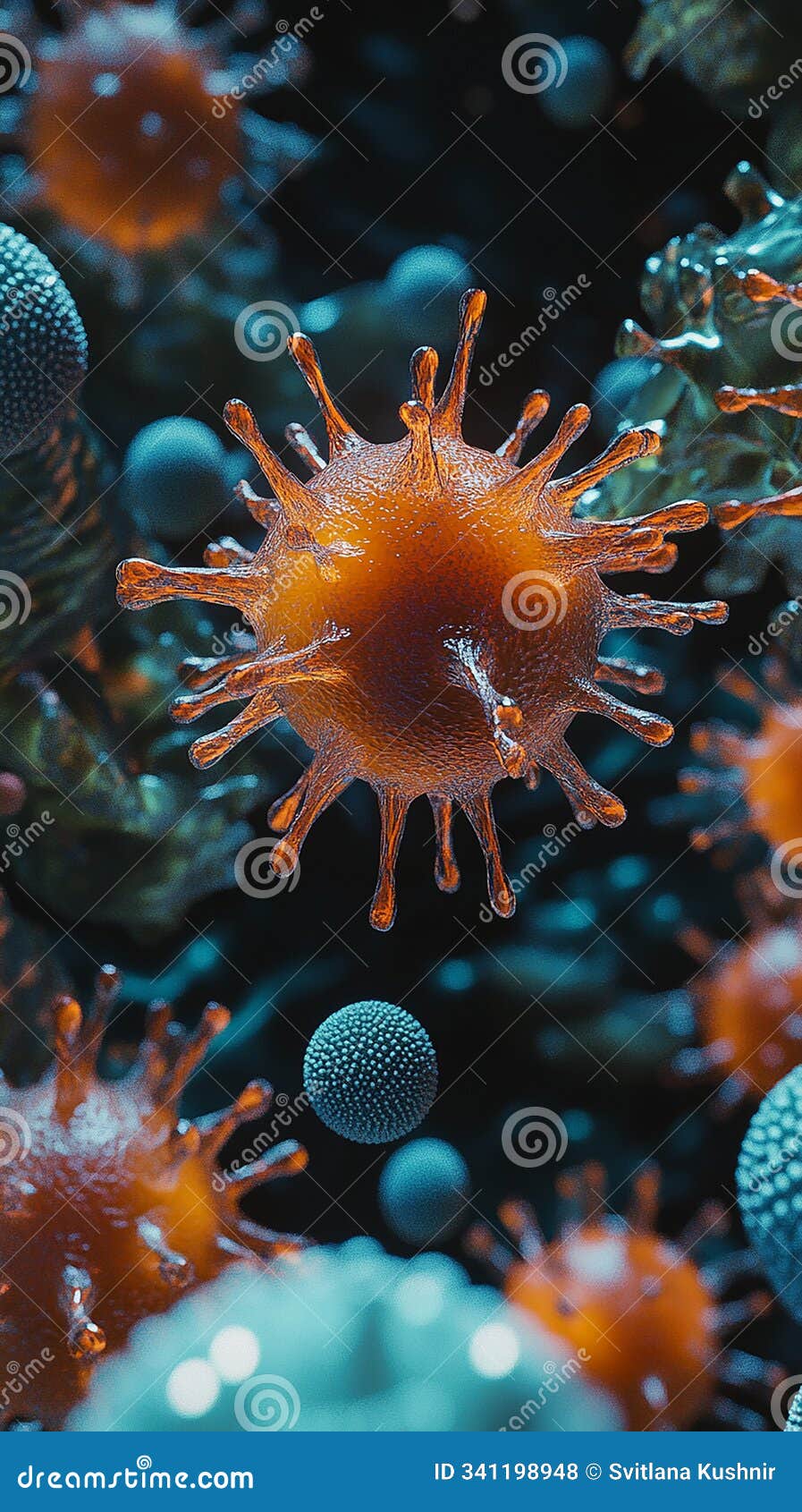 Diverse Colorful Microorganisms, Bacteria and Viruses. Unique Texture ...