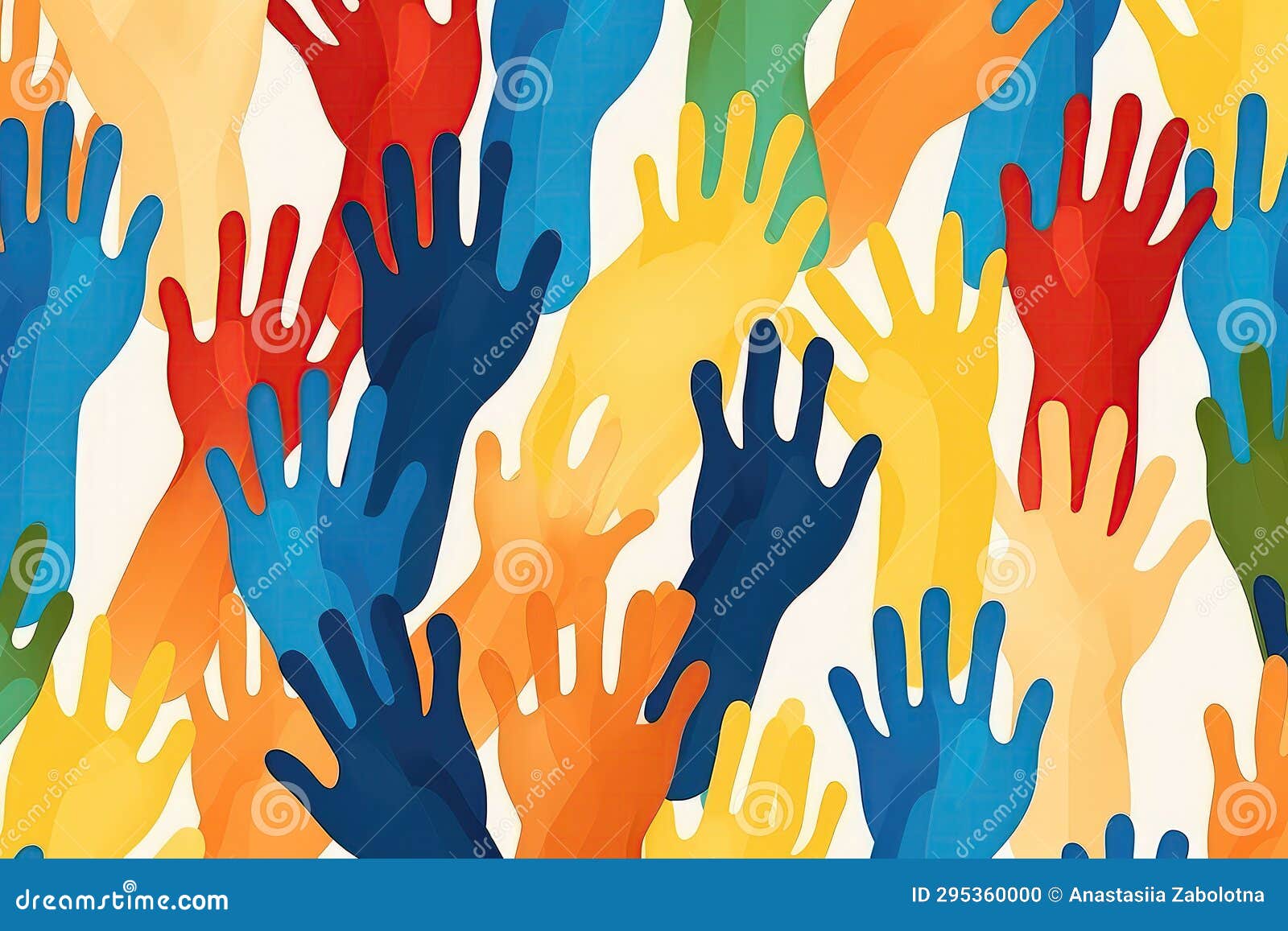 Diverse Colorful People Hands Together Seamless Pattern Stock ...