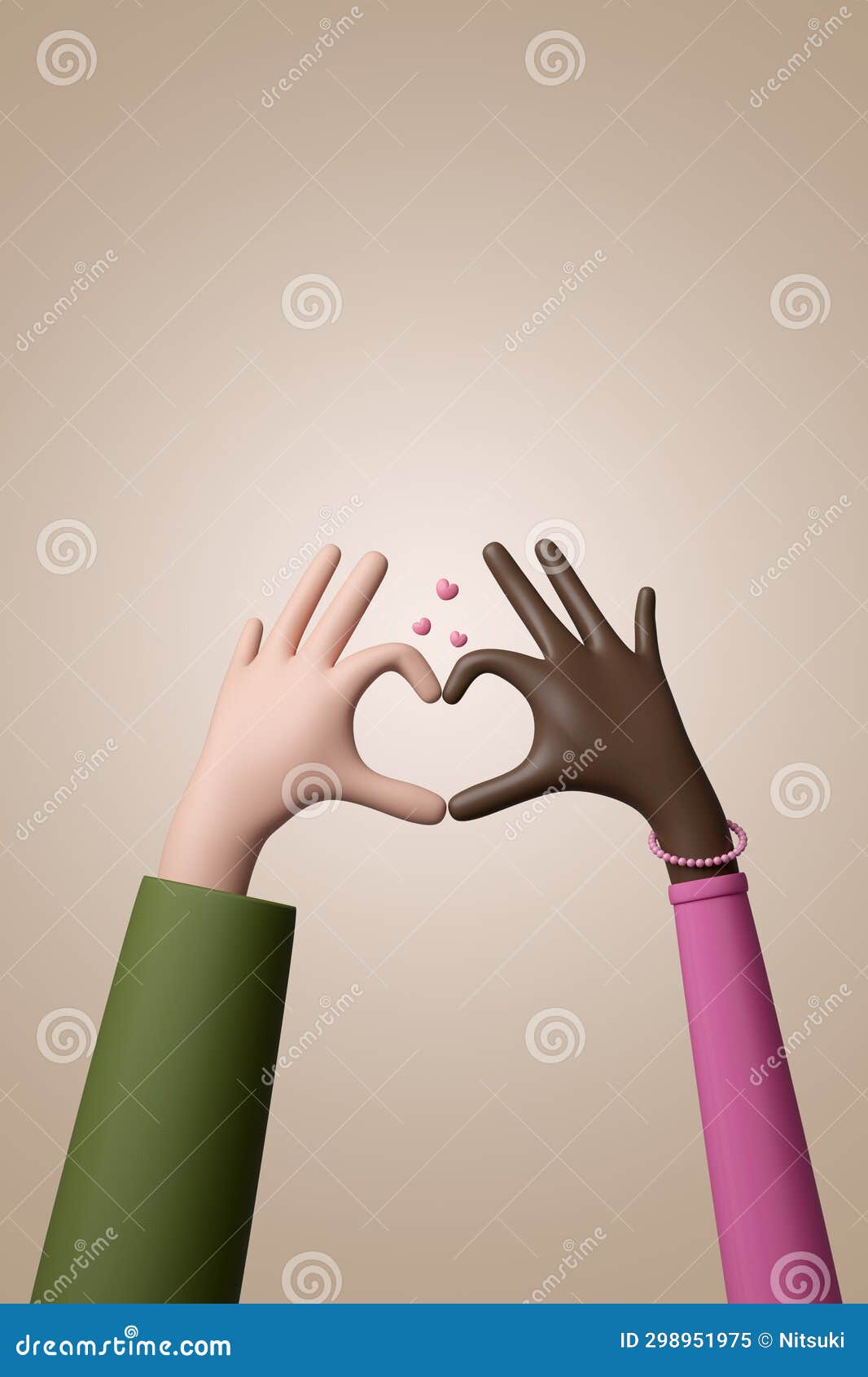 Diverse Couple Expressing Love through Hand Gestures Stock Illustration ...
