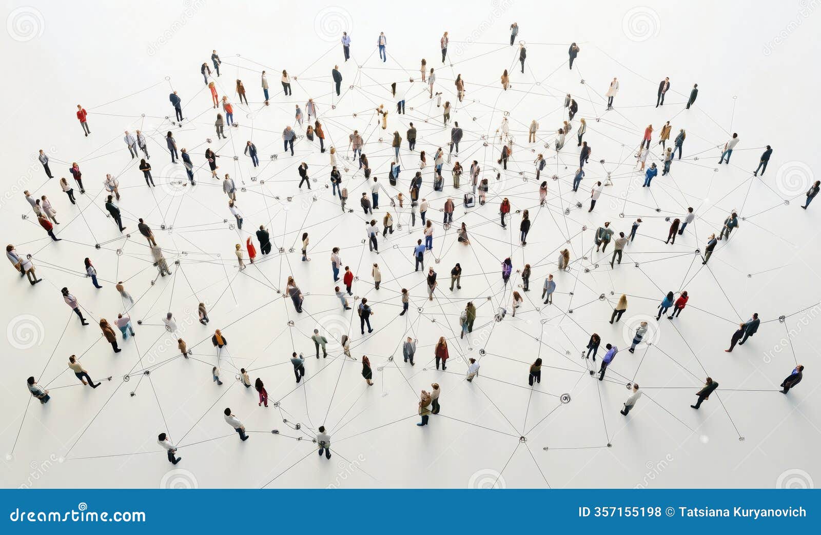 Diverse Crowd of People Connected by Network Lines Representing Social ...
