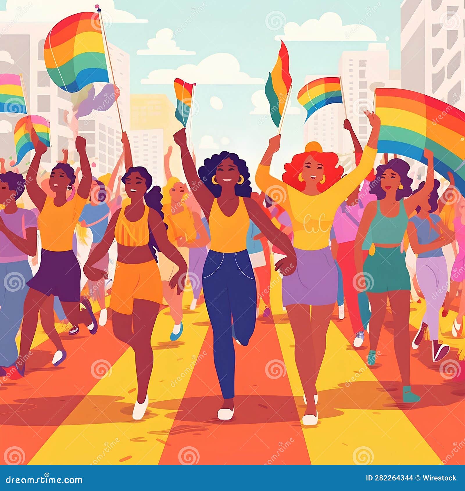 Diverse Crowd of People Proudly Holding Rainbow-colored LGBT Pride ...