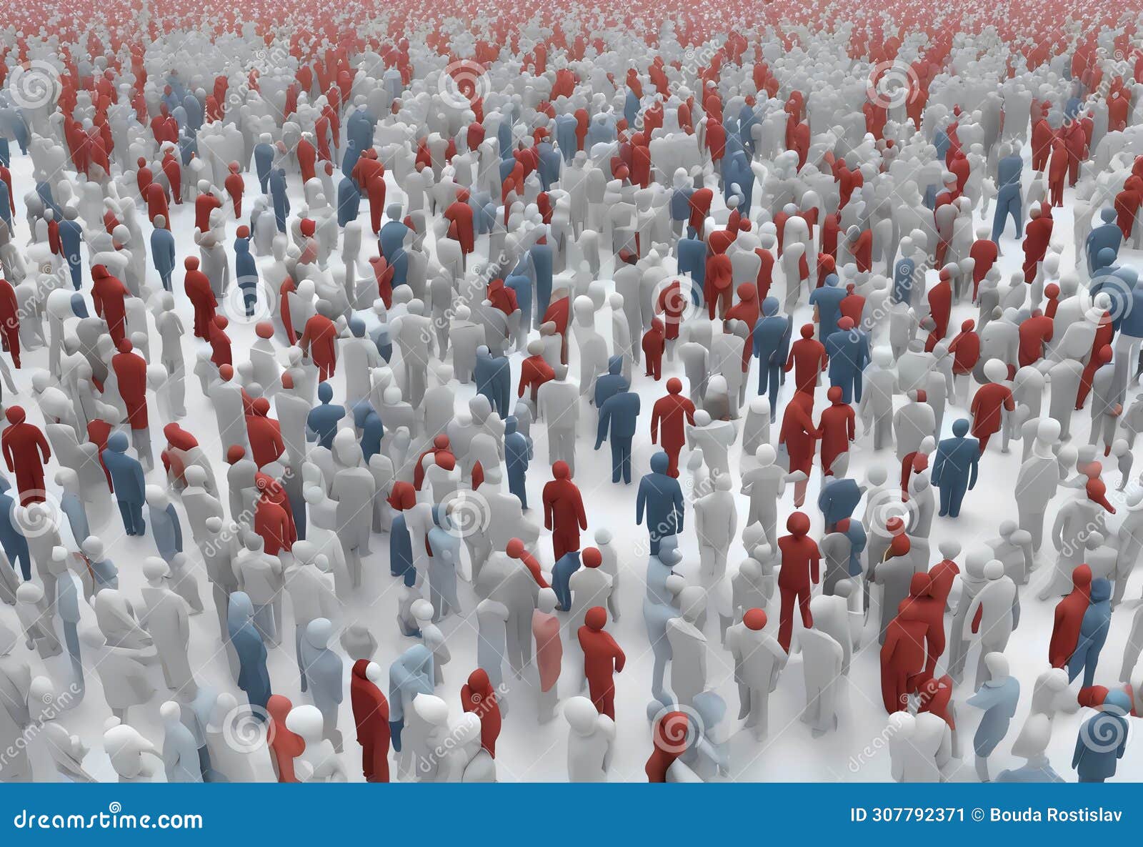 Diverse Crowd of Red and Blue Figures Stock Illustration - Illustration ...