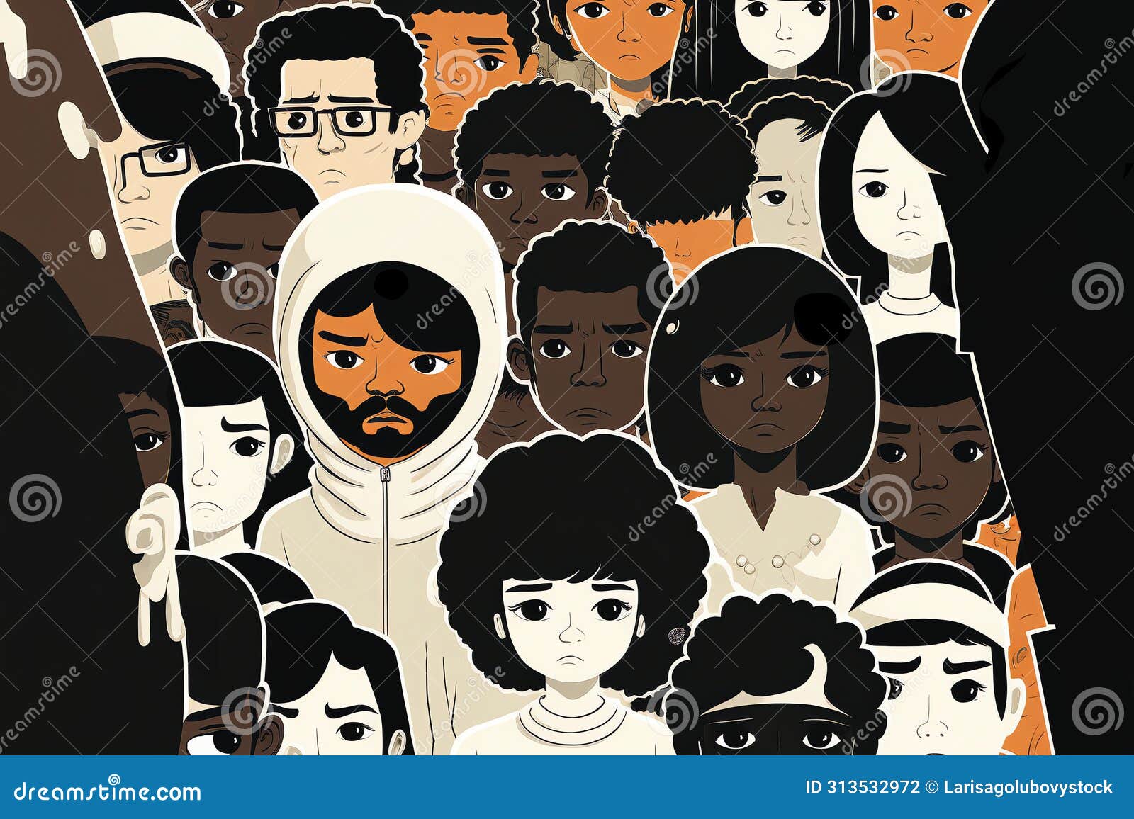 Diverse Crowd Sad Disturbed Group of People Faces Stock Photo - Image ...