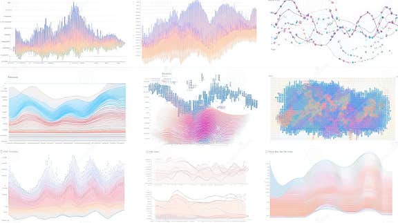 Diverse Data Visualizations in Pastel Colors with Line and Wave ...