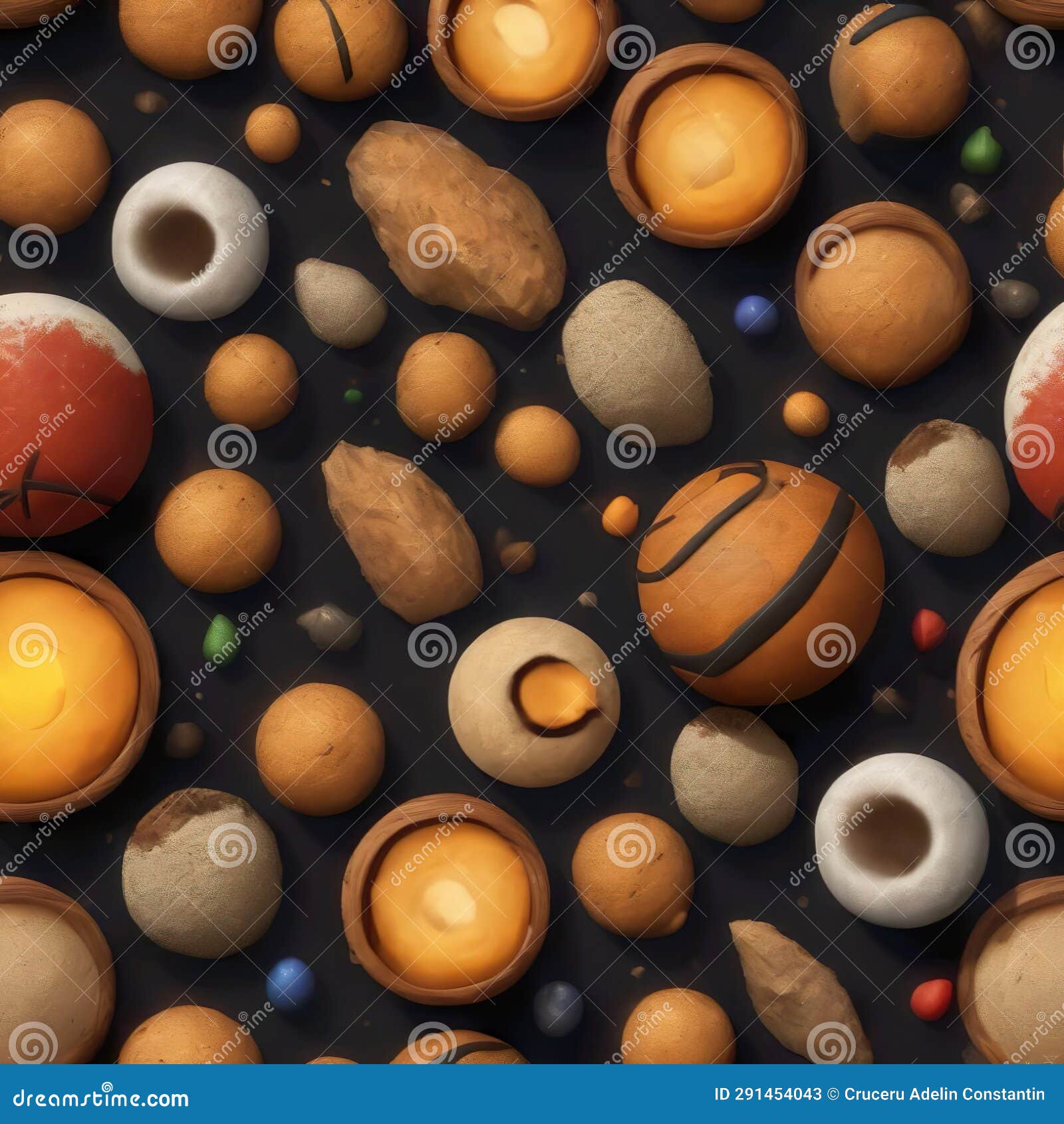 Diverse Delights: Objects and Food on Black Stock Illustration ...