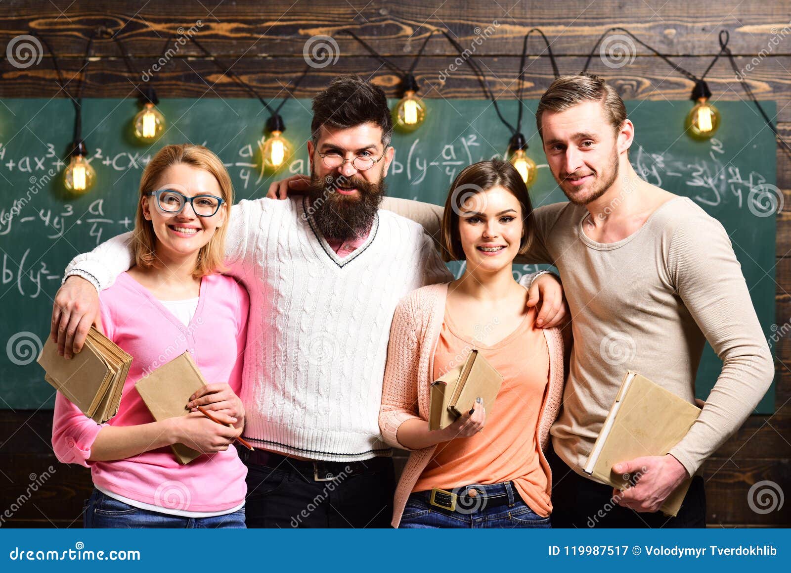 Diverse Education Shoot of Happy Students in Classroom. Stock Image ...