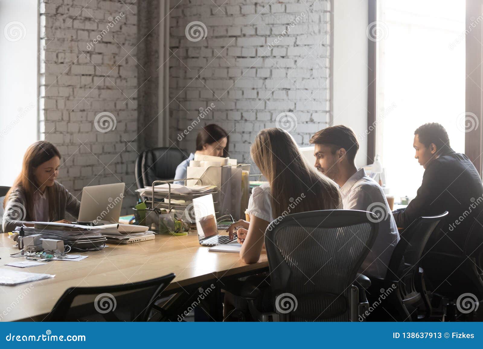 Diverse Employees Busy Working in Shared Office Stock Image - Image of ...