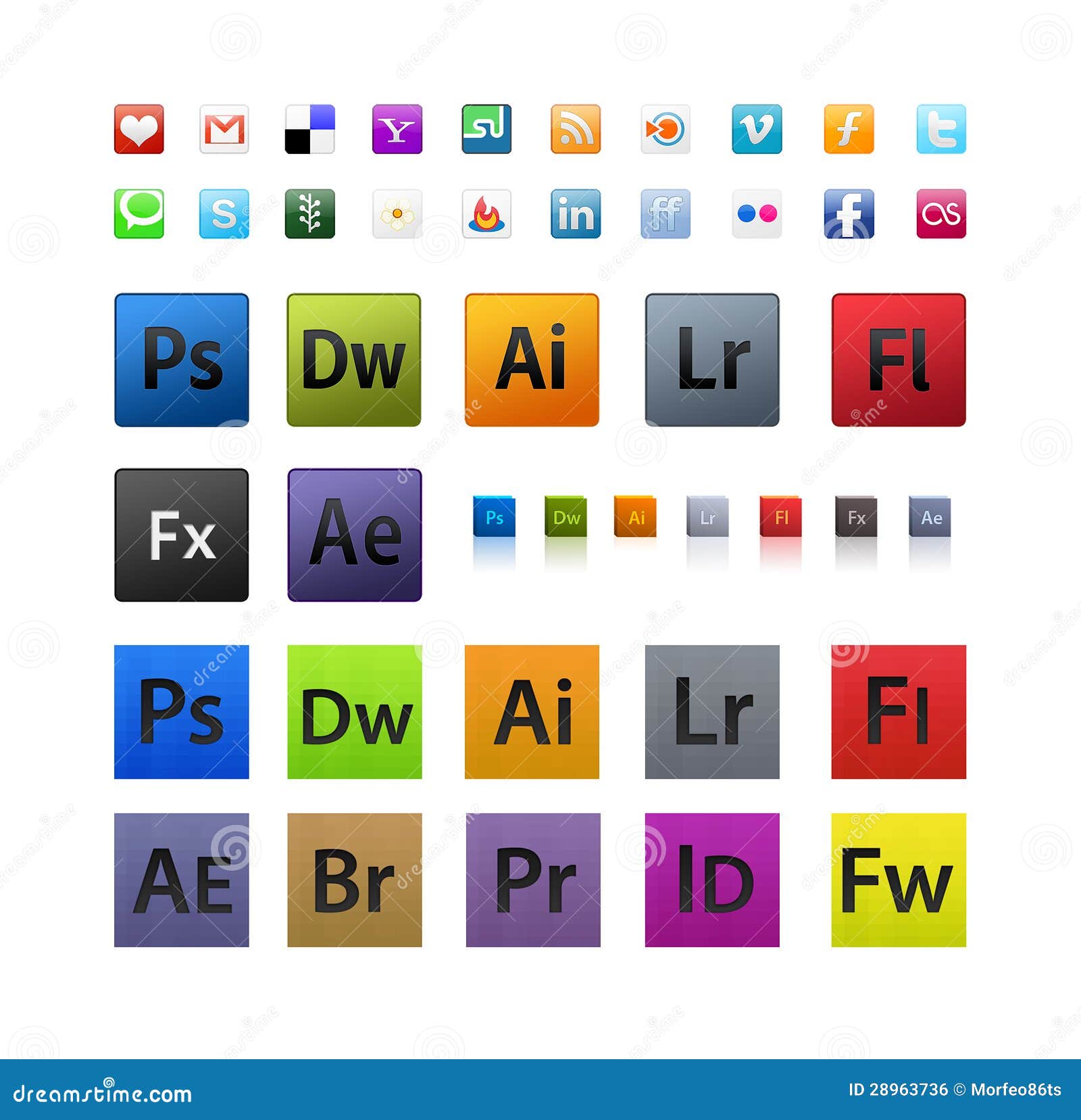 Diverse En Geplaatste Pictogrammen Van De Adobe Redactionele Foto ...