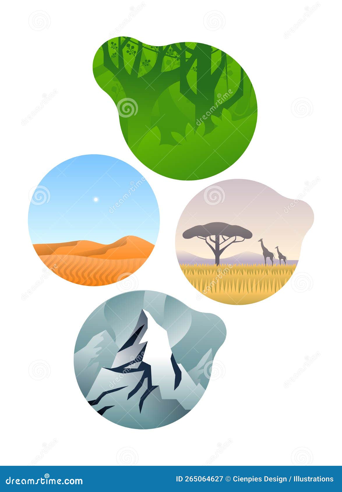 Diverse Environment Ecosystem Illustration Set Stock Vector ...