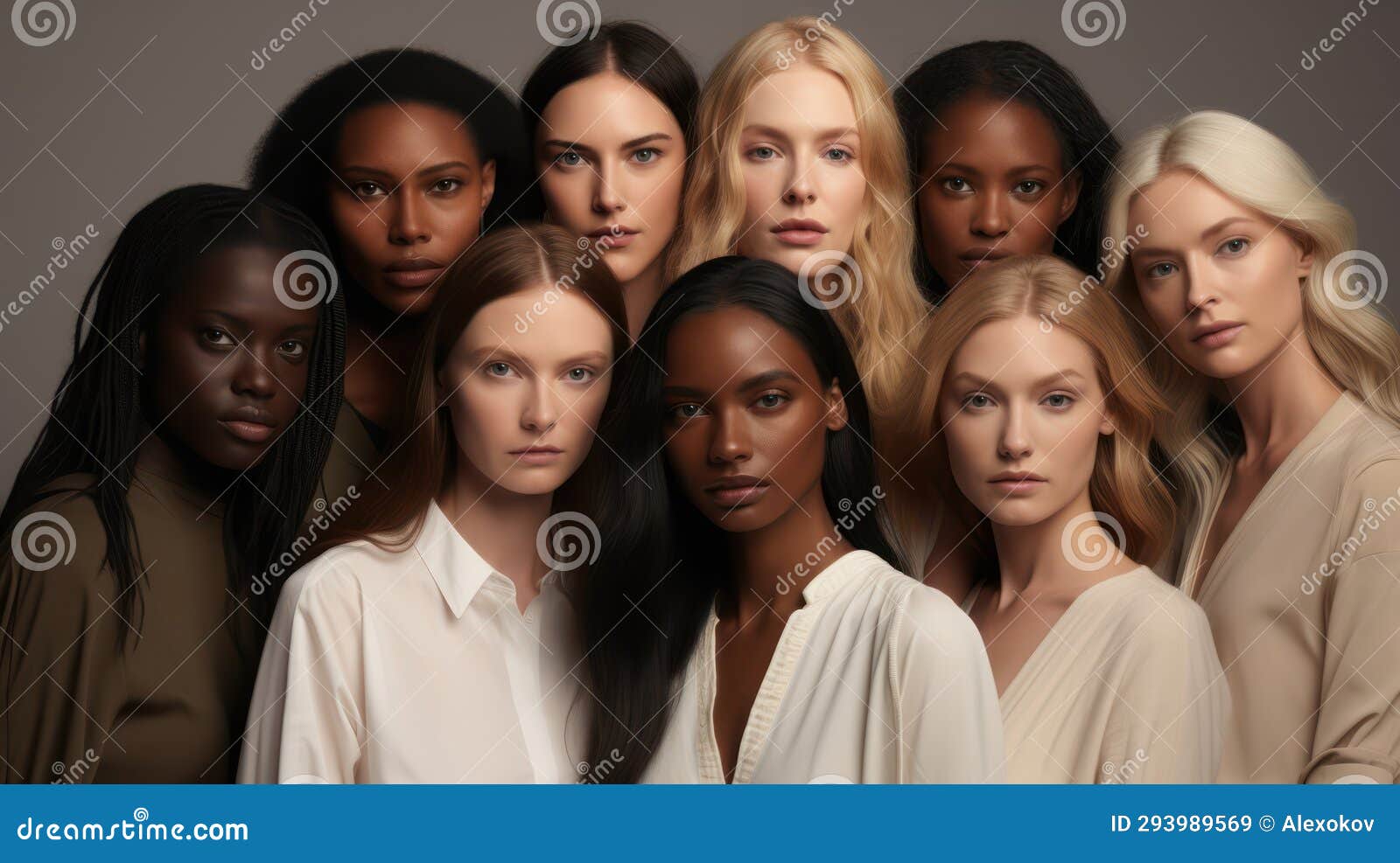 Diverse Female Models Looking at Camera in Minimalistic Superb Clean ...