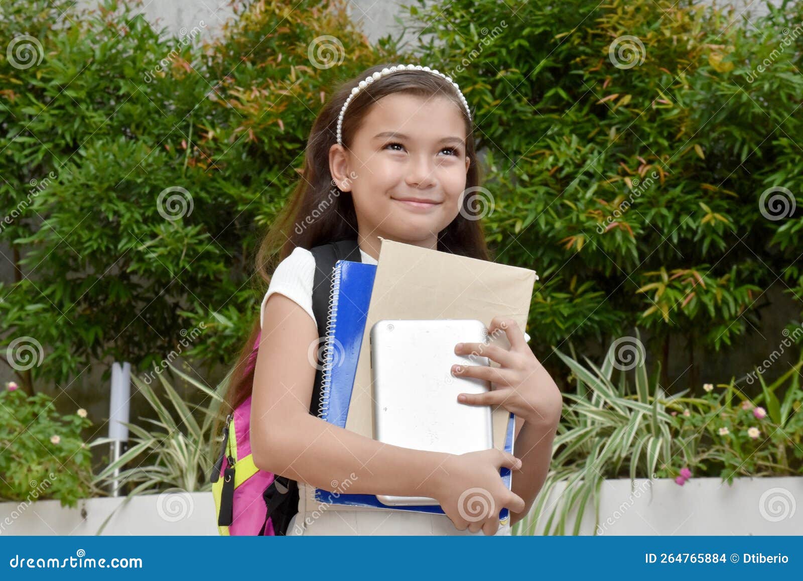 Diverse Female Student Wondering with Notebooks Stock Photo - Image of ...