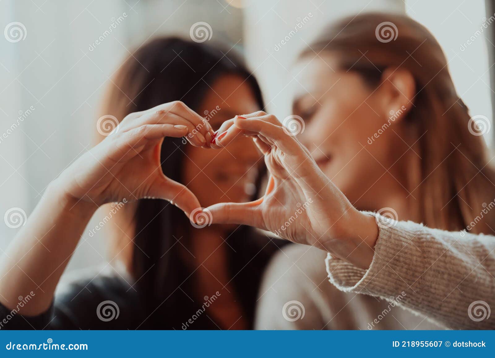 Diverse Friends Girls Lesbian Couple Hugging Stylish Cool Generation Z