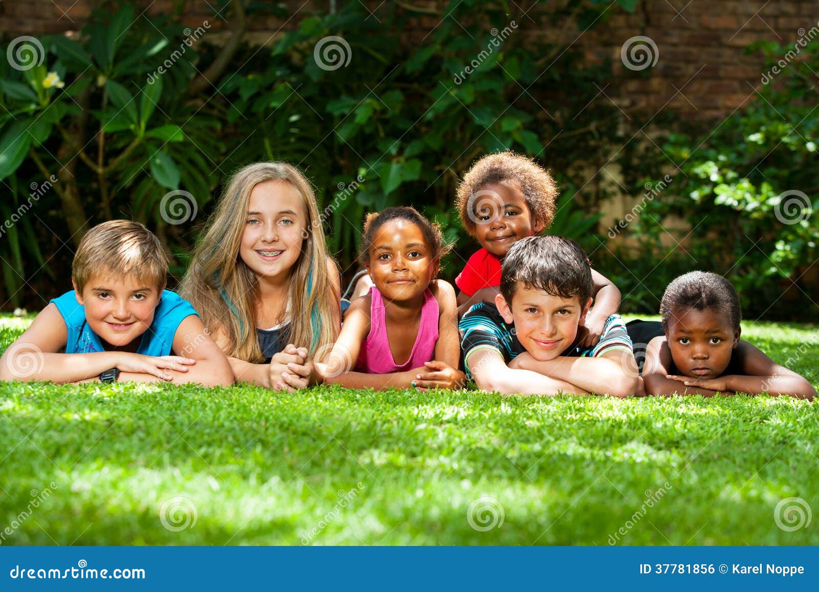 Diverse Groep Jonge Geitjes Samen in Tuin. Stock Foto - Image of ...
