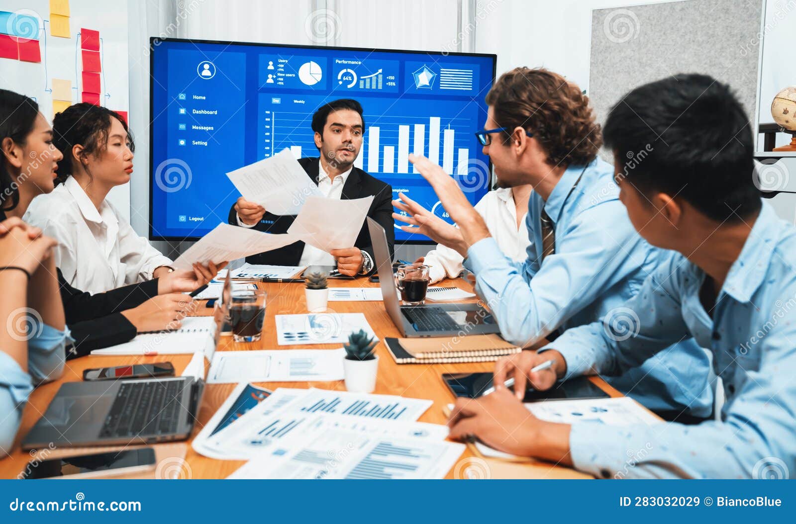 Group of Business Analyst Team Analyzing Financial Data Report ...